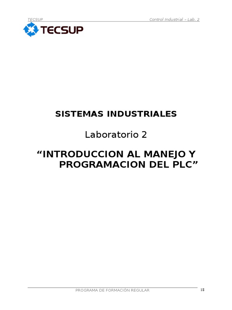 Laboratorio 2 Introduccion Al Manejo y Programacion de PLC (2013) | PDF | Controlador lógico ...