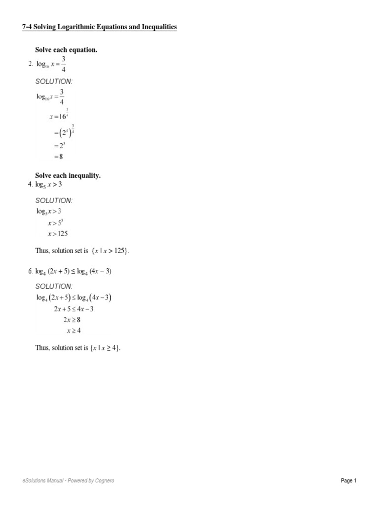 7-4 Solving Logarithmic Equations and Inequalities2 | PDF | Earthquakes ...