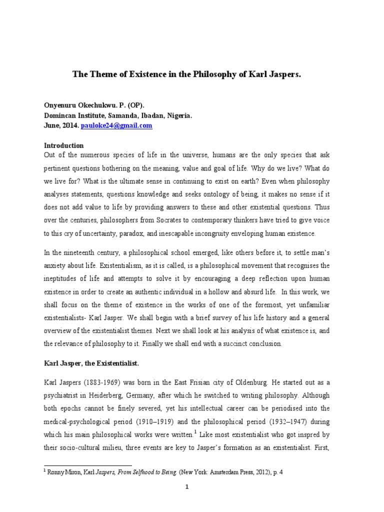 Karl Jaspers' Existential Philosophy Insights | PDF | Existentialism ...