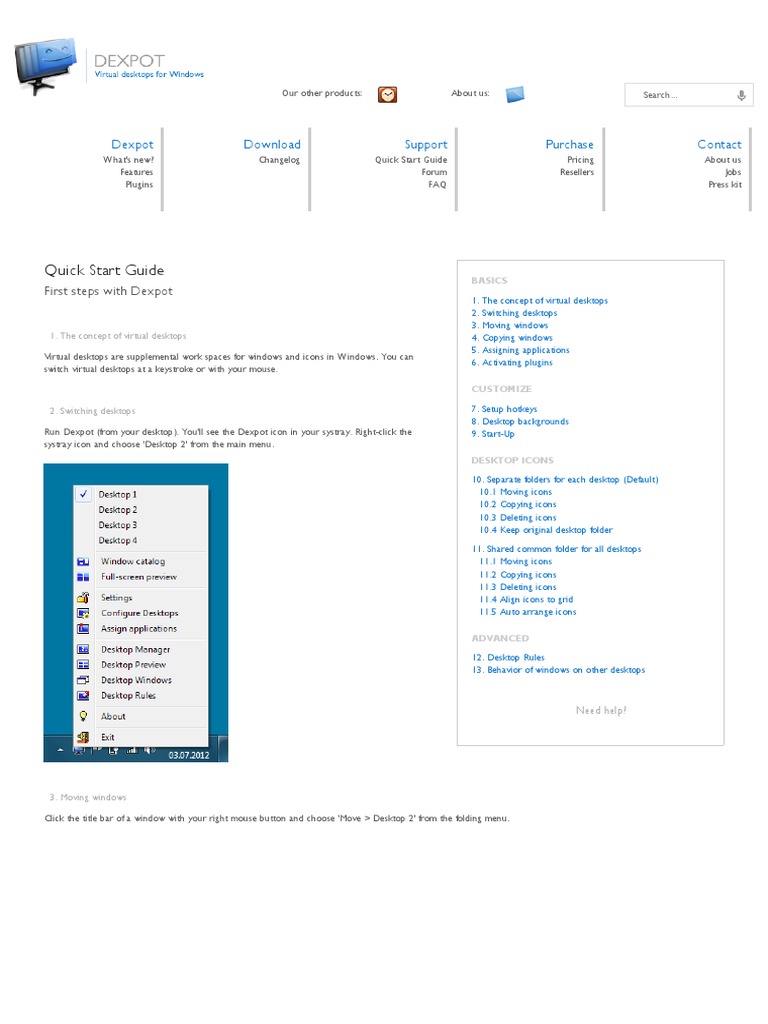 Dexpot - Virtual Desktops For Windows - Quick Start Guide | Download ...