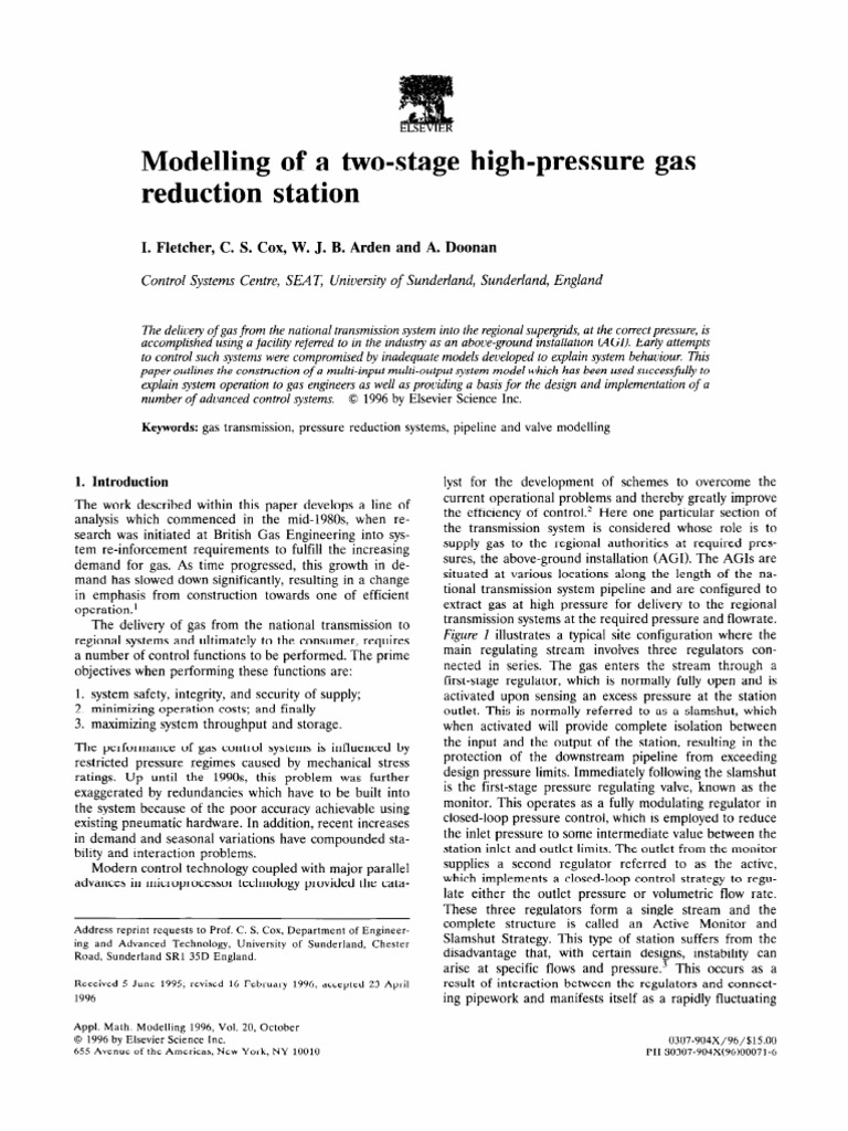 Two-Stage Gas Reduction Station Model | PDF | Fluid Dynamics | Control ...