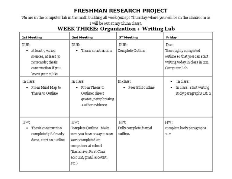 Freshman Research Project Guide | PDF