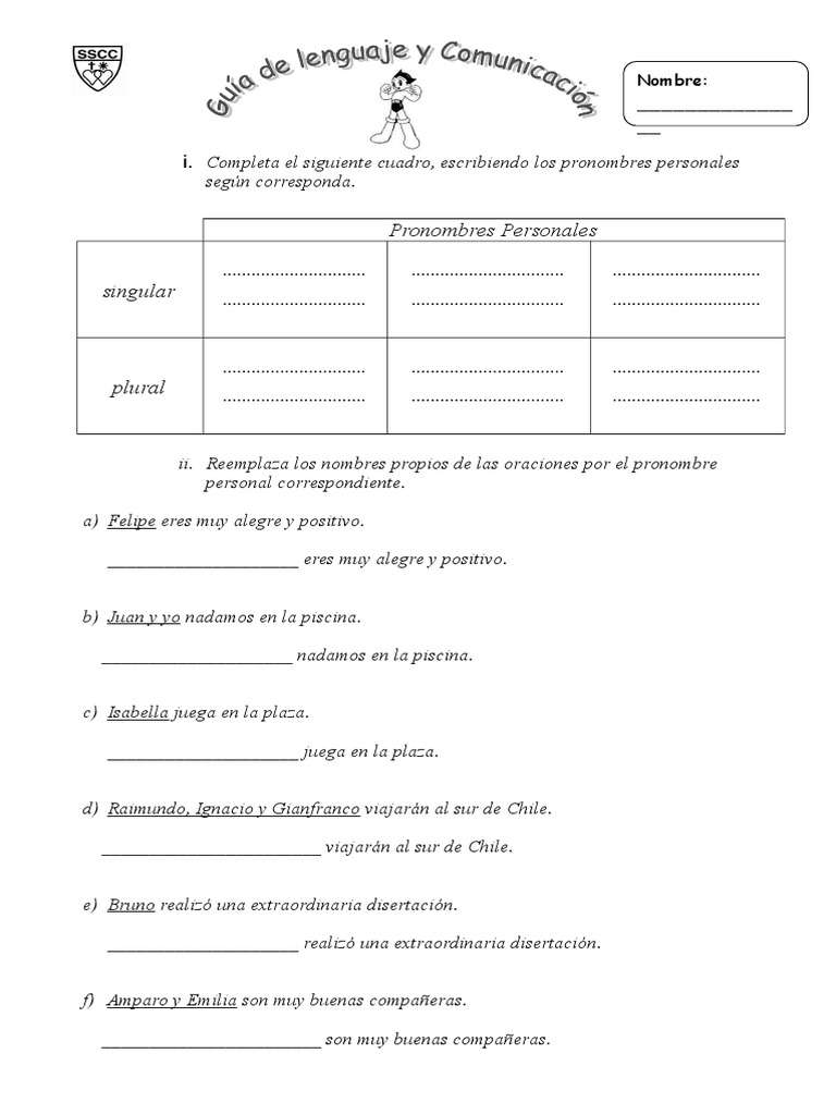Pronombres Personales: Ejercicios Prácticos | PDF | Historia | Juegos y ...