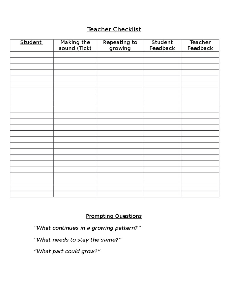 Teacher Checklist | PDF
