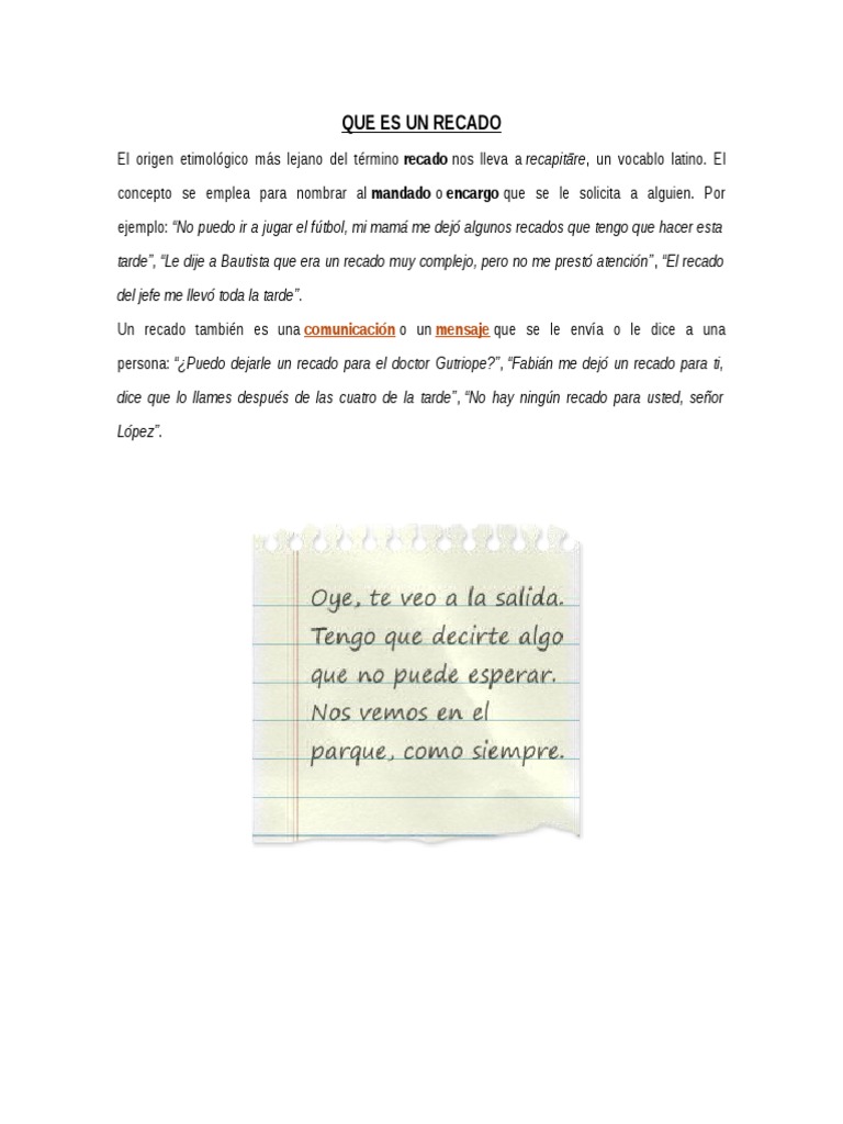 Que Es Un Recado | Cuentos | Libros