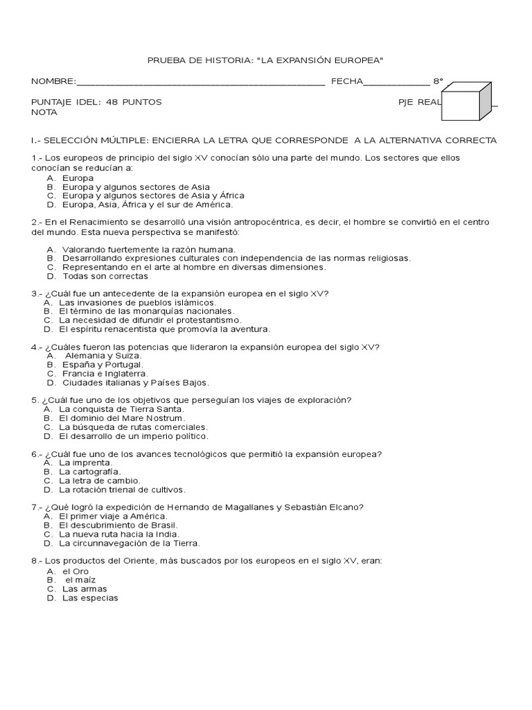 PRUEBA EXPANSION EUROPEA 8°