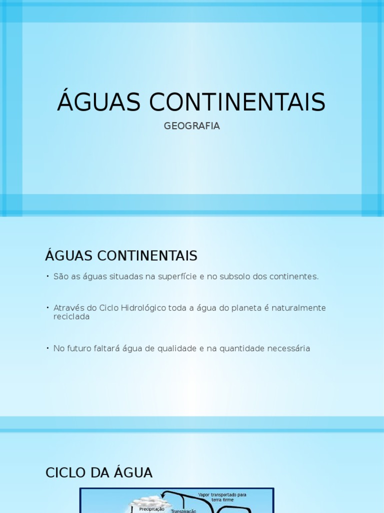 Águas Continentais | PDF | Rio | Lago