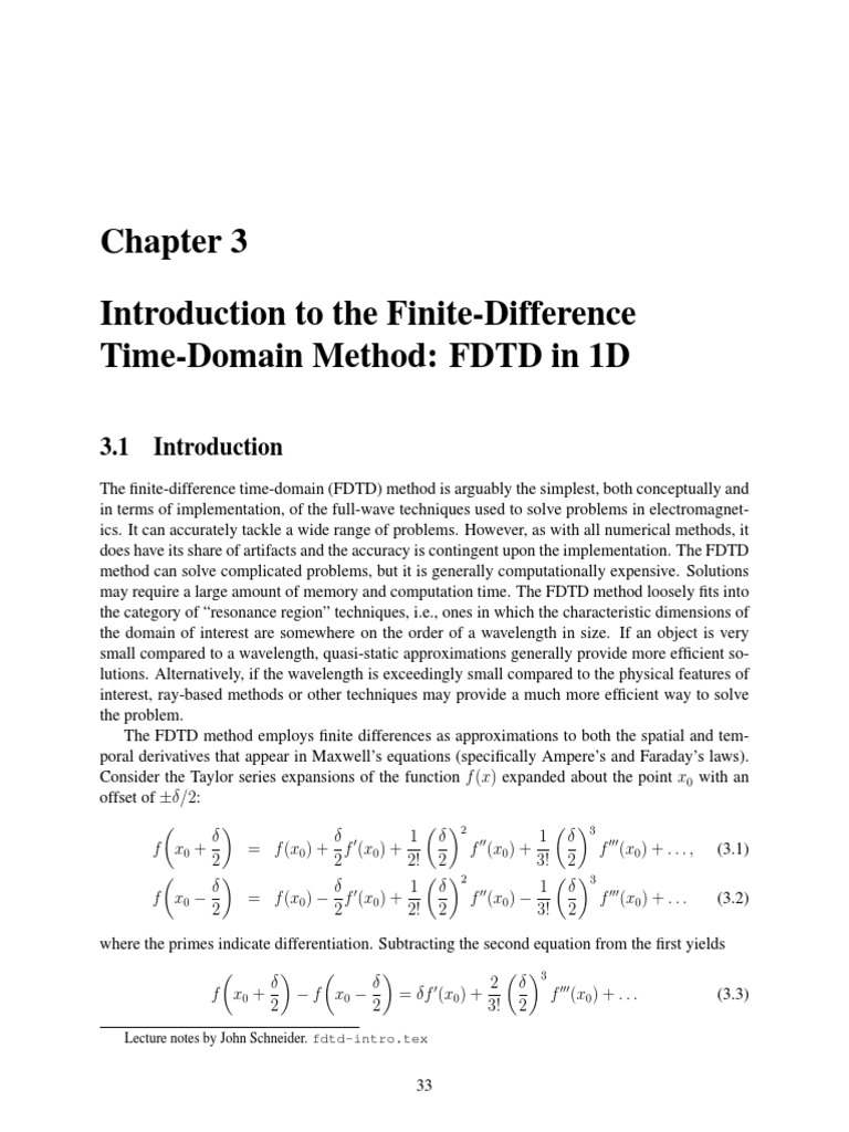 Introduction To The Finite-Difference Time-Domain Method: FDTD in 1D ...