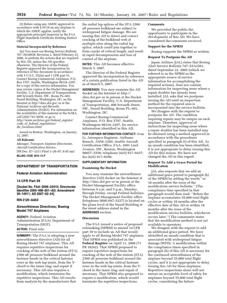 Rule: Airworthiness Directives | PDF | Federal Aviation Administration ...
