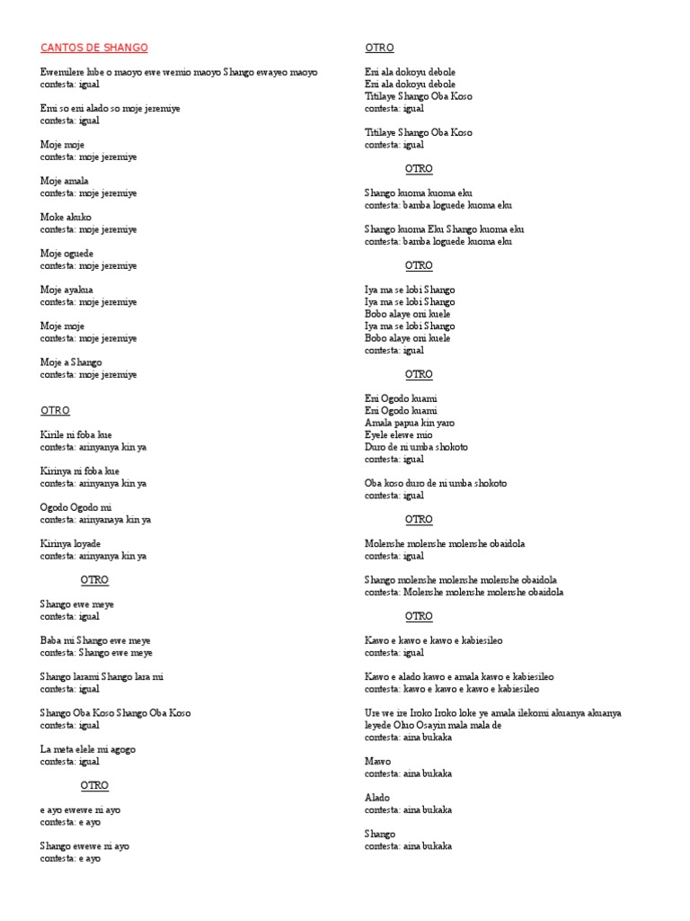 Cantos de Shango | PDF | Deidades | Criaturas legendarias femeninas