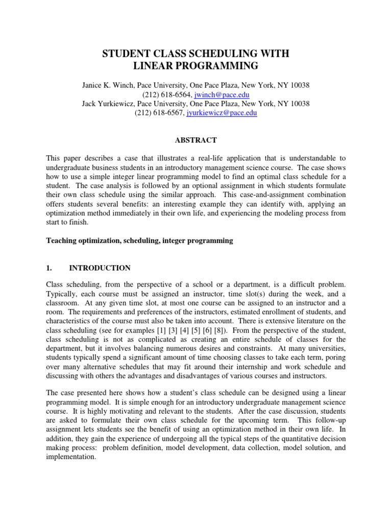 Optimal Class Scheduling with LPP | PDF | Scheduling (Production ...