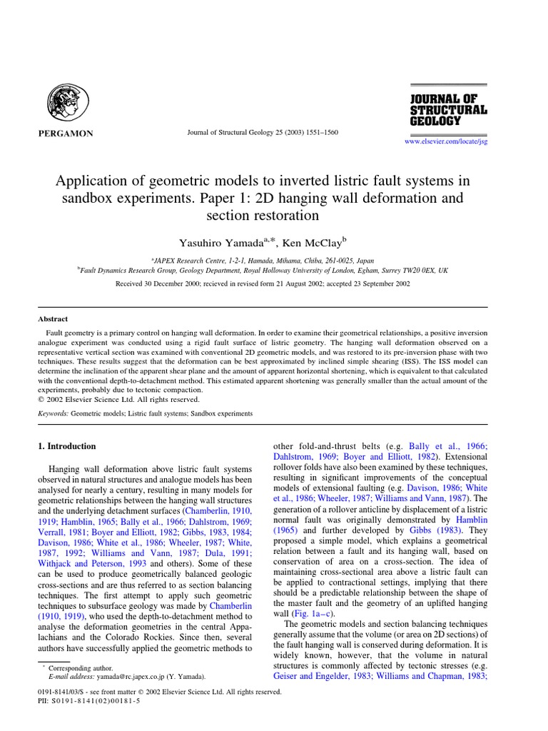 Application of Geometric Models To Inverted Listric Fault Systems | PDF ...