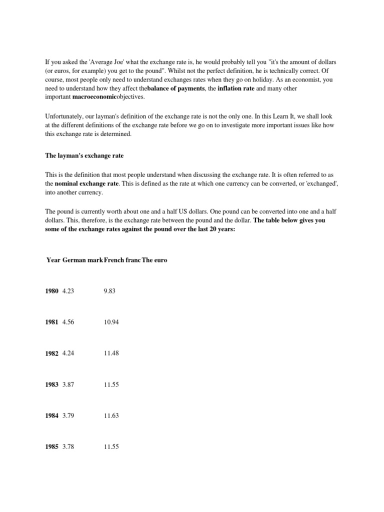 Exchange Rate | PDF | Fixed Exchange Rate System | Exchange Rate
