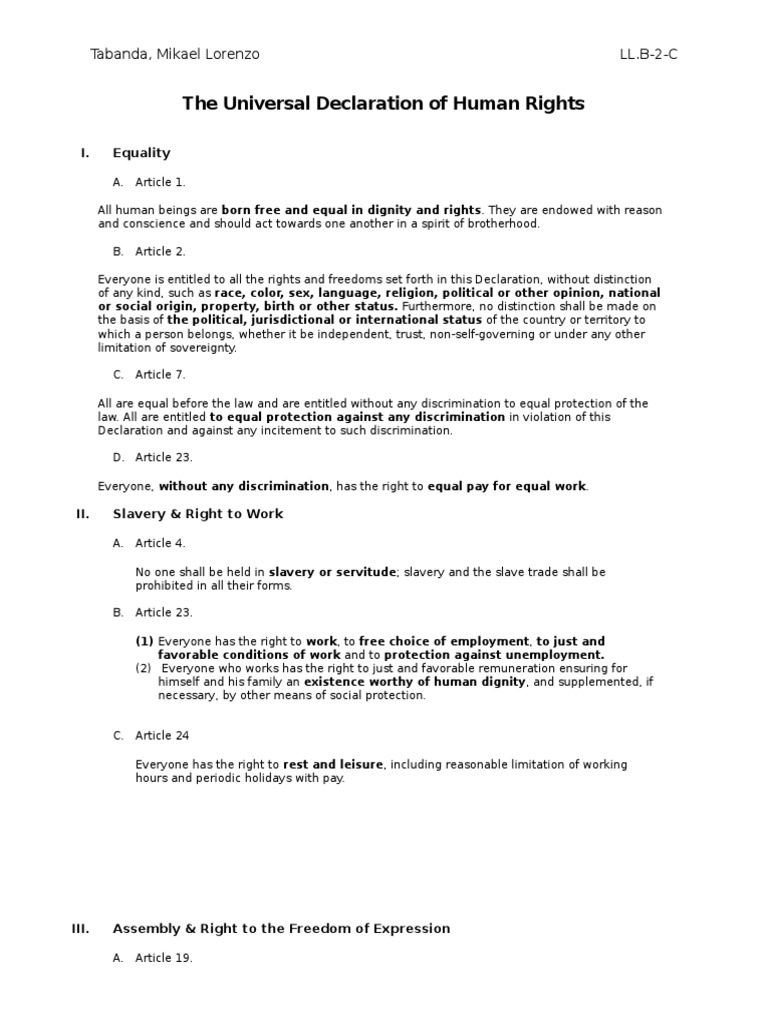 The Universal Declaration of Human Rights | PDF