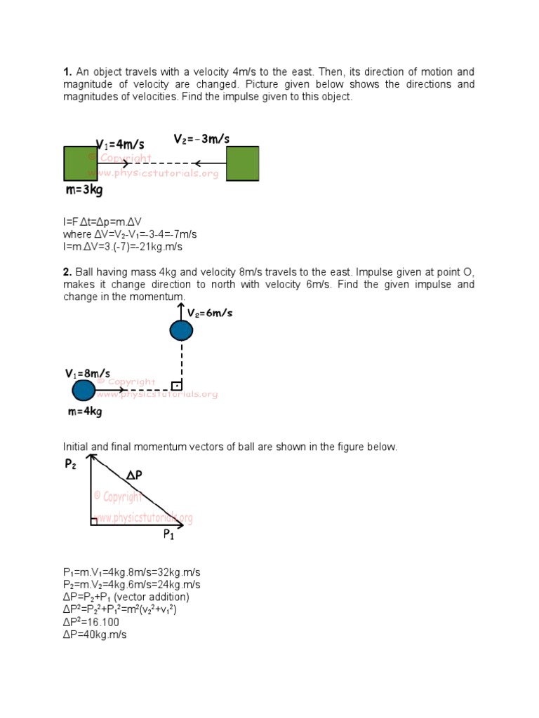 Impulse Worksheet and Answer | PDF | Collision | Velocity