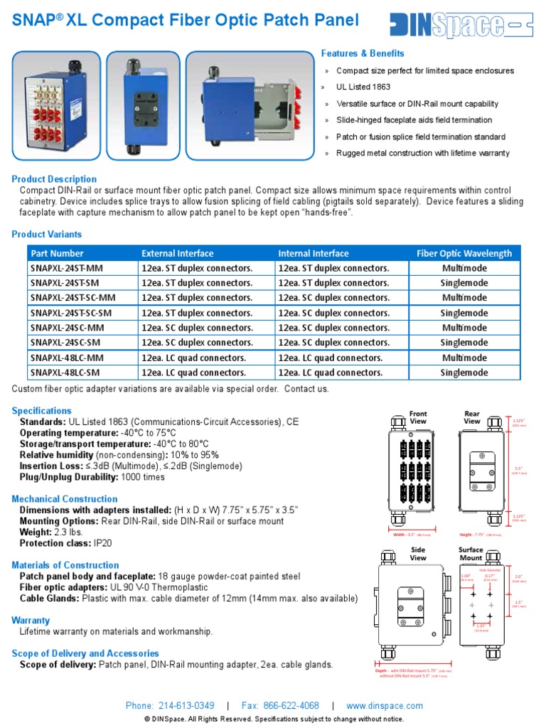 Part Number External Interface Internal Interface Fiber Optic ...