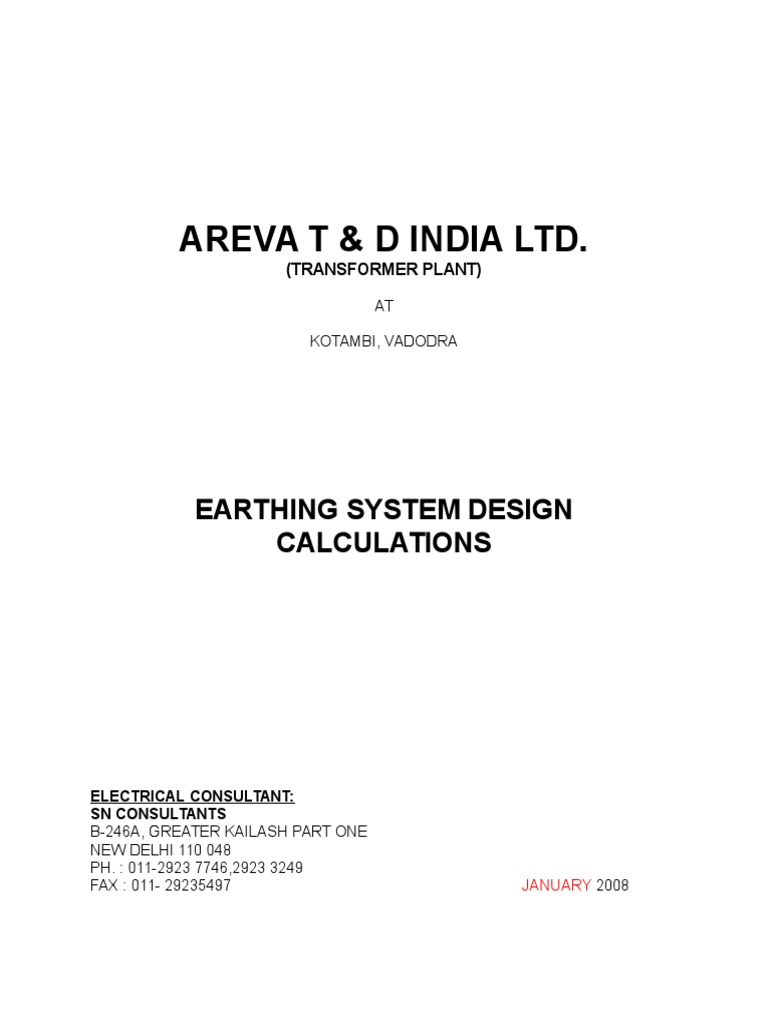 Earthing Design Calculations | PDF | Volt | Electrical Resistivity And ...