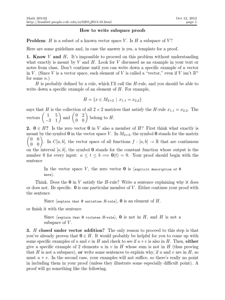 Proofs | PDF | Linear Subspace | Scalar (Mathematics)