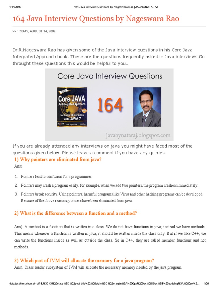 Java Interview Prep Guide | PDF | Constructor (Object Oriented ...