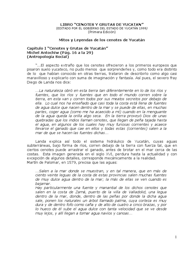 Mitos Y Leyendas Del Estado De Yucatan Pdf Agua Naturaleza