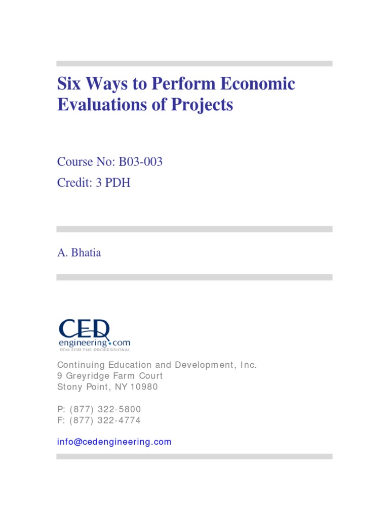 B03-003 Six Ways To Perform Economic Evaluations of Projects PDF | PDF ...