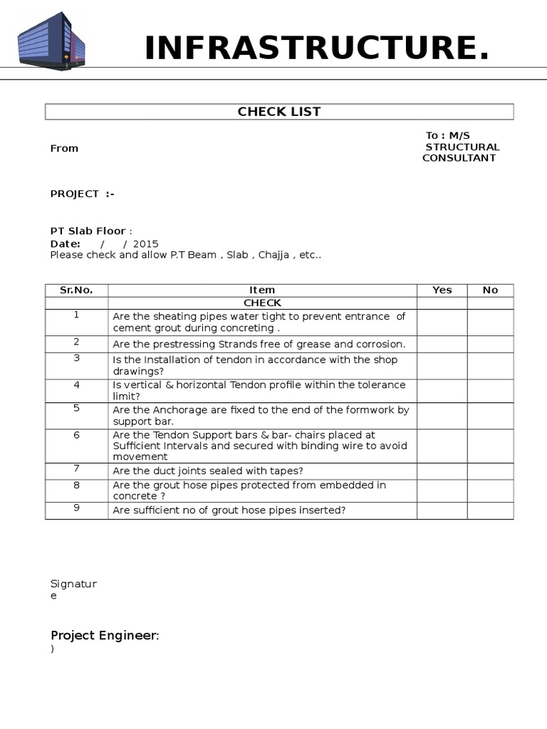 PT Check List | PDF | Home & Garden | Technology & Engineering