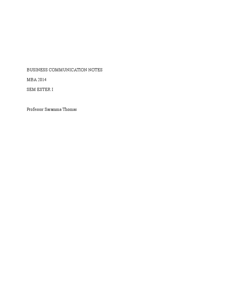 Business Communication Notes | PDF | Nonverbal Communication ...