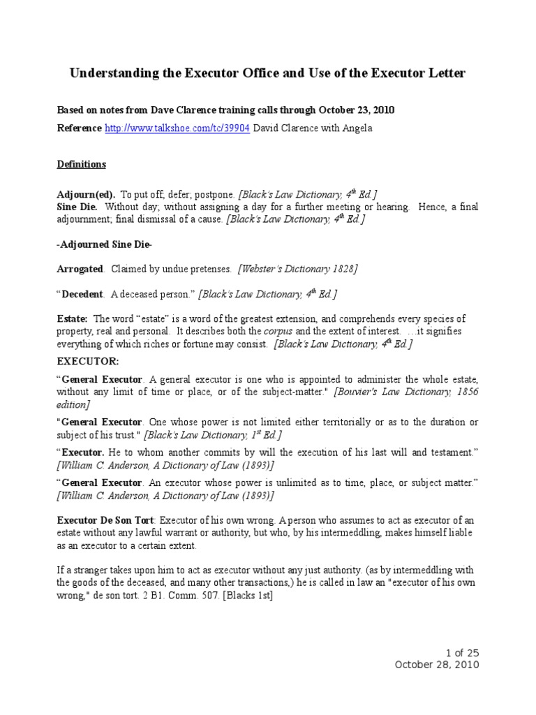 Understanding Executor Office and Use of The Executor Letter ...