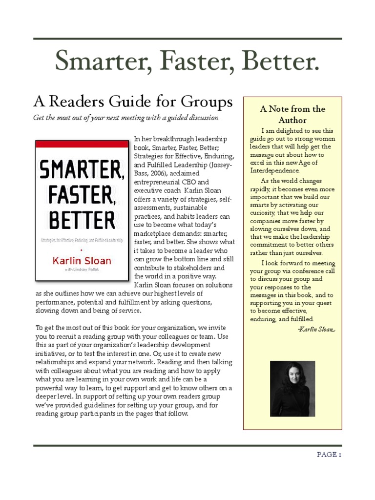 Readers Group Guide To Smarter, Faster, Better | PDF | Leadership ...