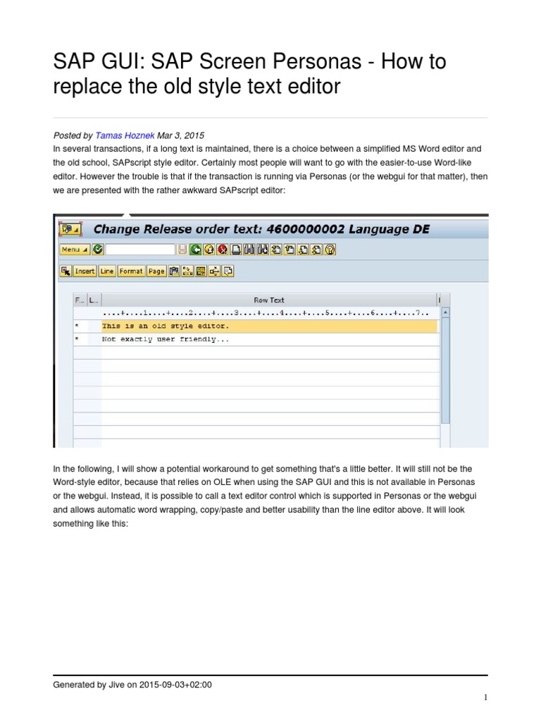 Sap How To Replace The Old Style Text Editor | Download Free PDF ...