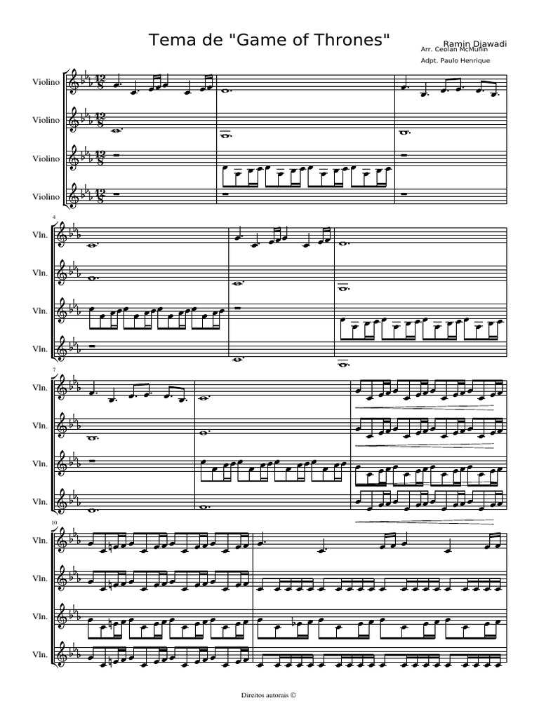 Game of Thrones Theme Violin Quartet | PDF