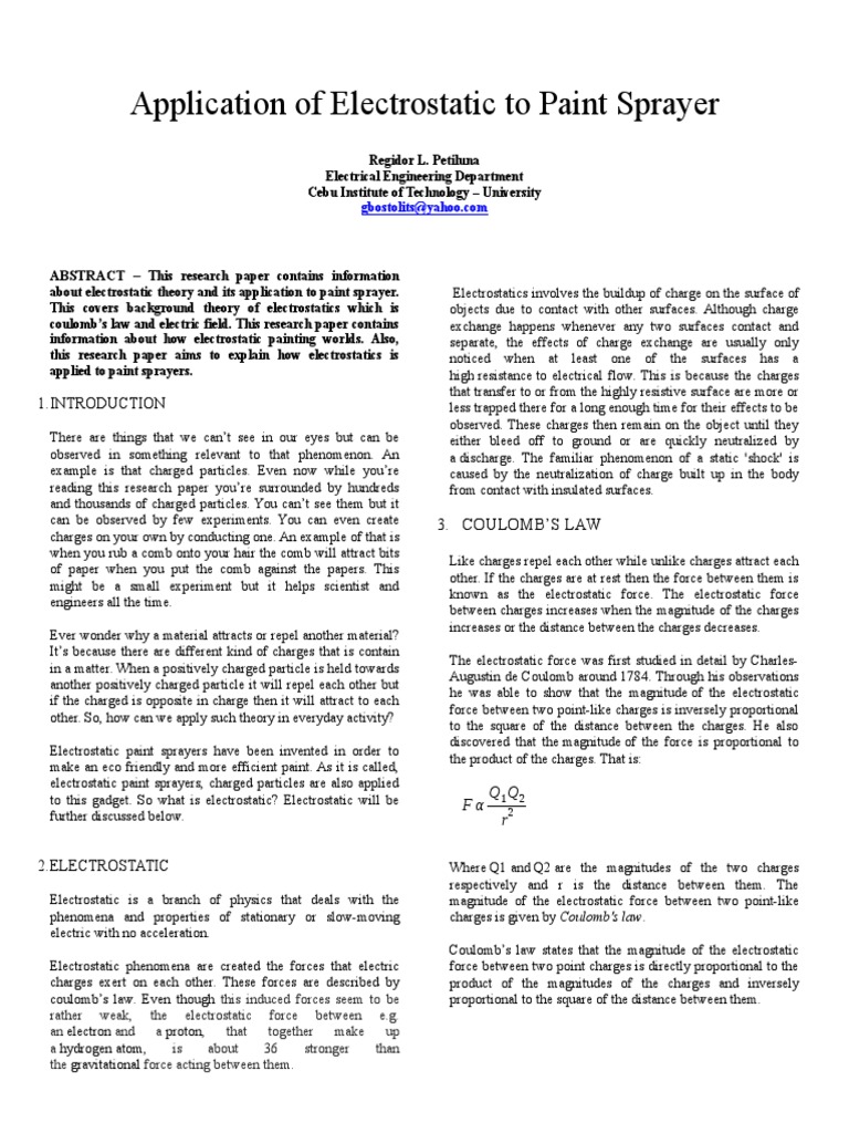 Electrostatic Application On Spray Painting | PDF | Electrostatics ...