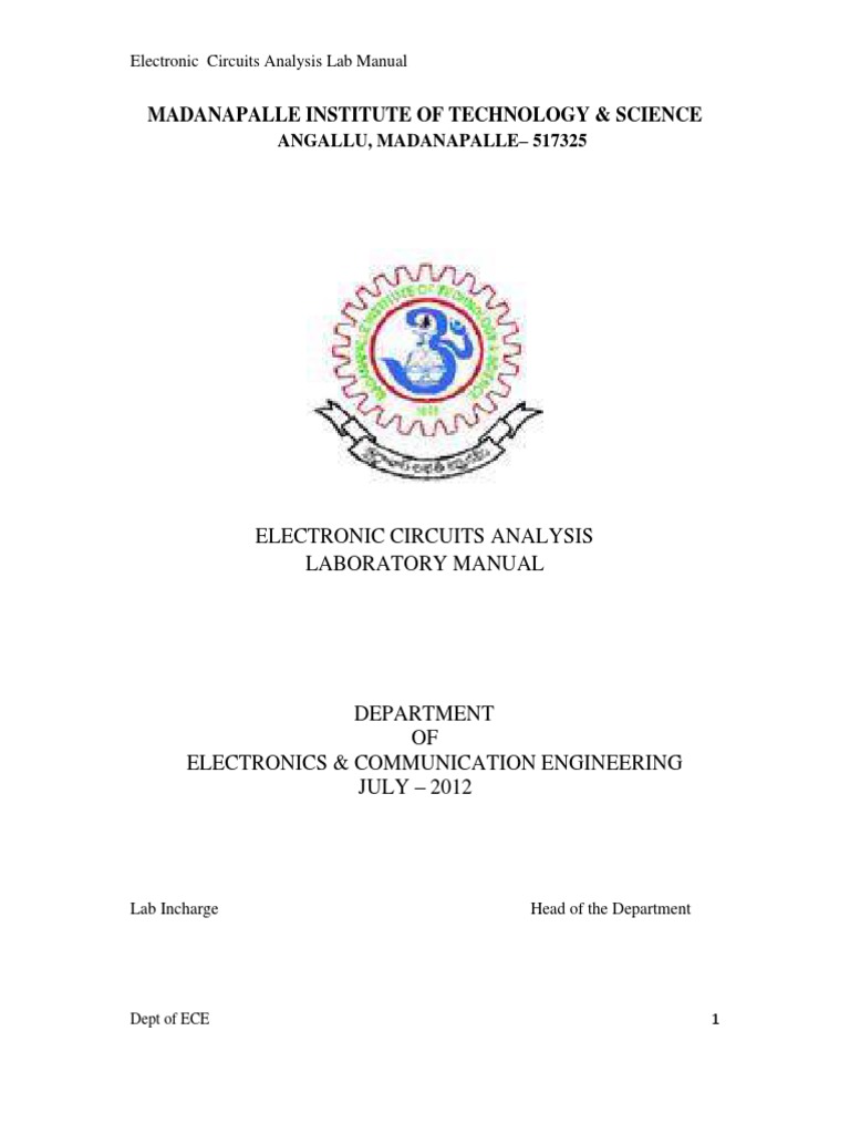 Electronic Circuit Analysis Lab Manual | PDF