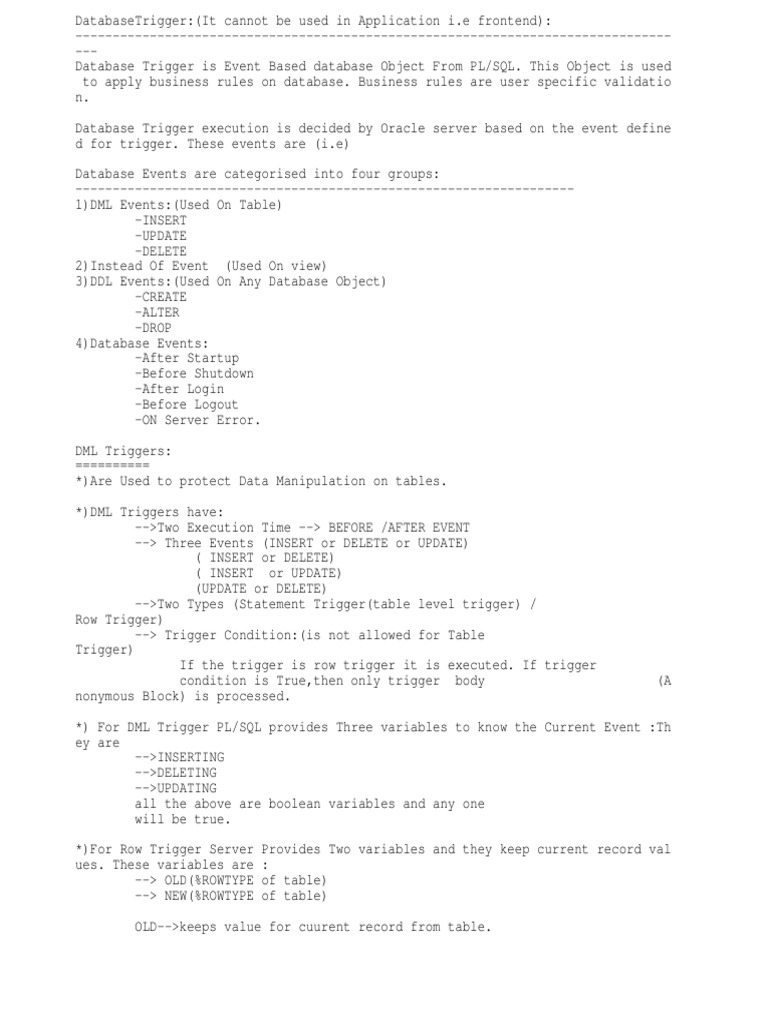 Triggers | PDF | Pl/Sql | Databases