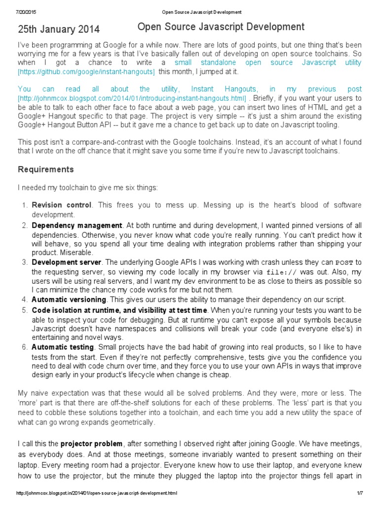 Open Source Javascript Development Pdf Java Script J Query