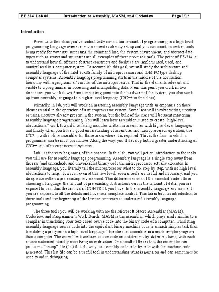 Lab Assignment 1 | Download Free PDF | Assembly Language | Subroutine