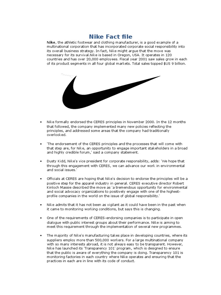 Nike CSR Strategy | PDF | Nike | Corporate Social Responsibility
