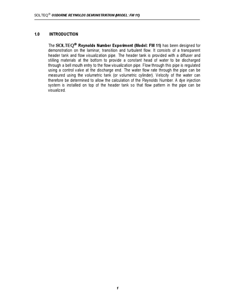 Osborne Reynolds Demonstration | PDF | Reynolds Number | Fluid Dynamics