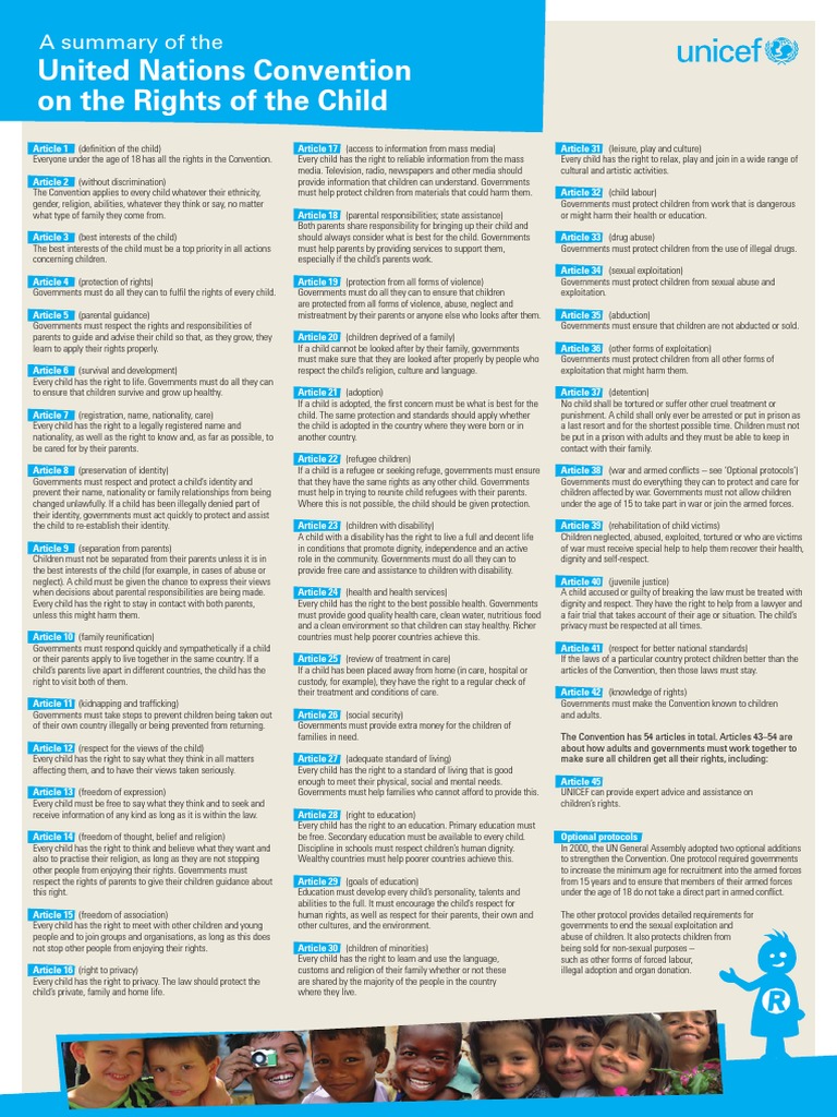 Summary UN Convention On The Rights of The Child | PDF | Children's ...