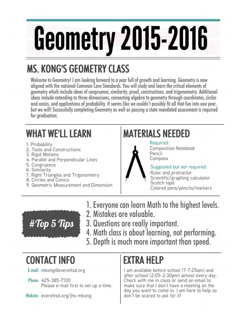 Geometry 2015-2016 Syllabus | PDF | Geometry | Space