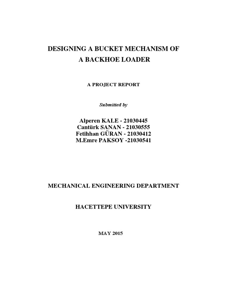 Backhoe Loader Bucket Mechanism Design | PDF | Loader (Equipment) | Density