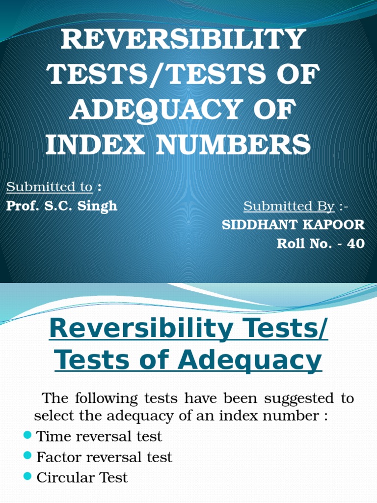 Tests of Adequacy of Index Numbers | PDF | Price Indices | Economics