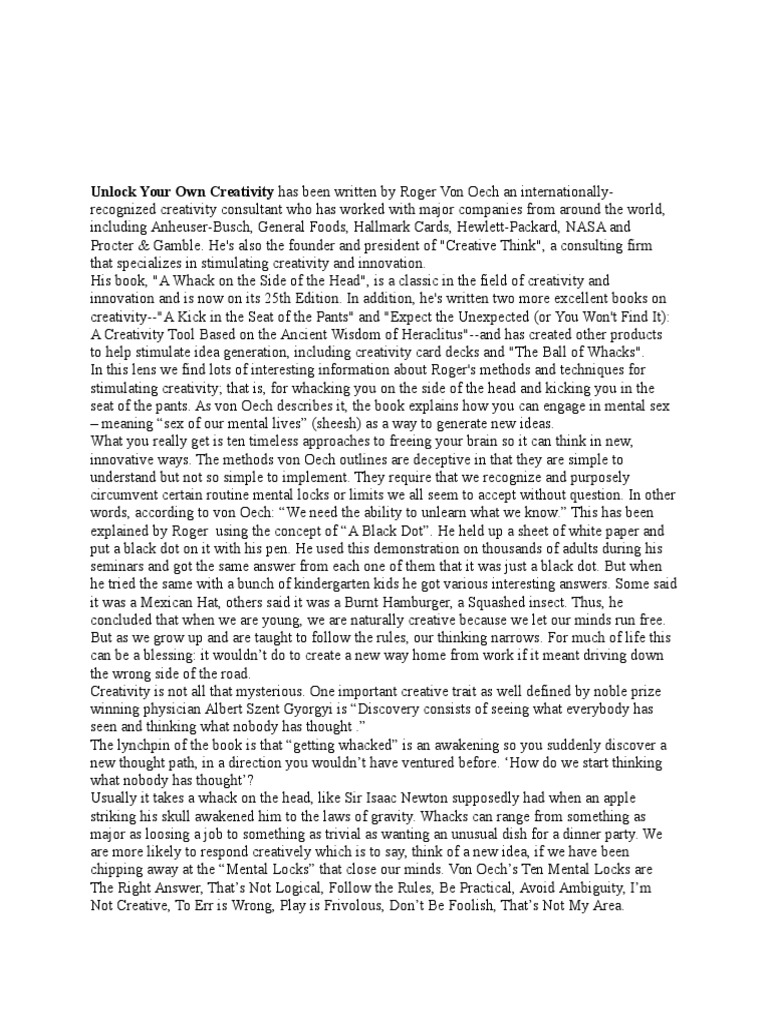 Creativity Unlocked: Von Oech's Guide | PDF | Creativity | Thought