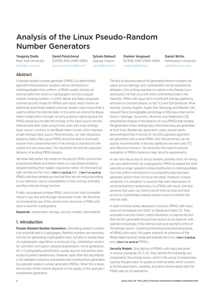 Analysis of The Linux Pseudo Random Number Generators | PDF | Secure ...