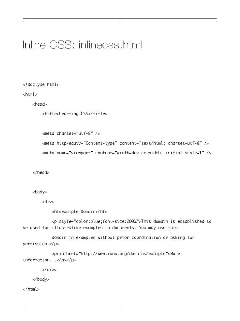 Inline CSS Example Document | PDF