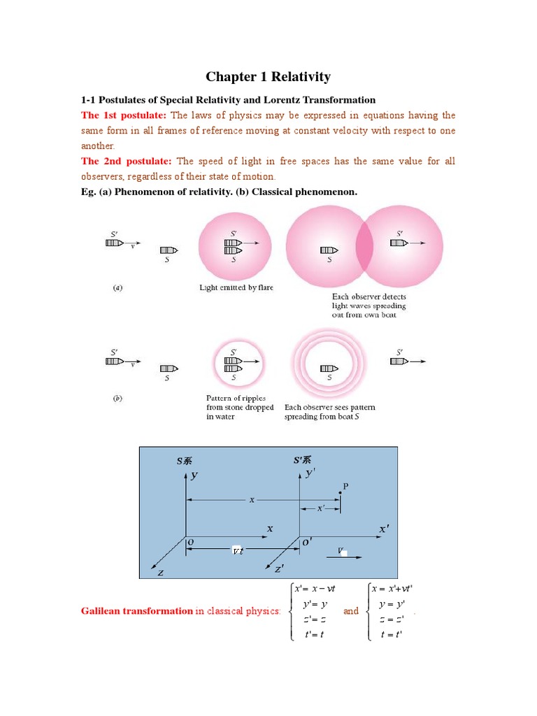 Chapter 1 Relativity | PDF | Special Relativity | Doppler Effect