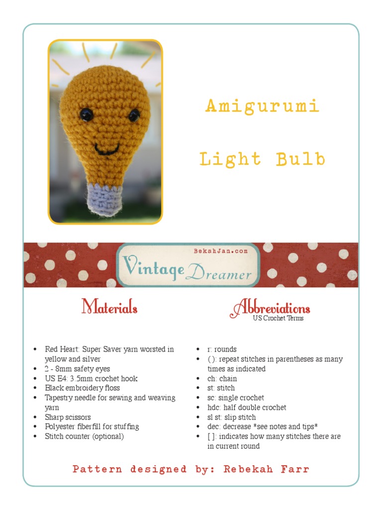 Amigurumi Light Bulb | PDF | Crochet | Amigurumi