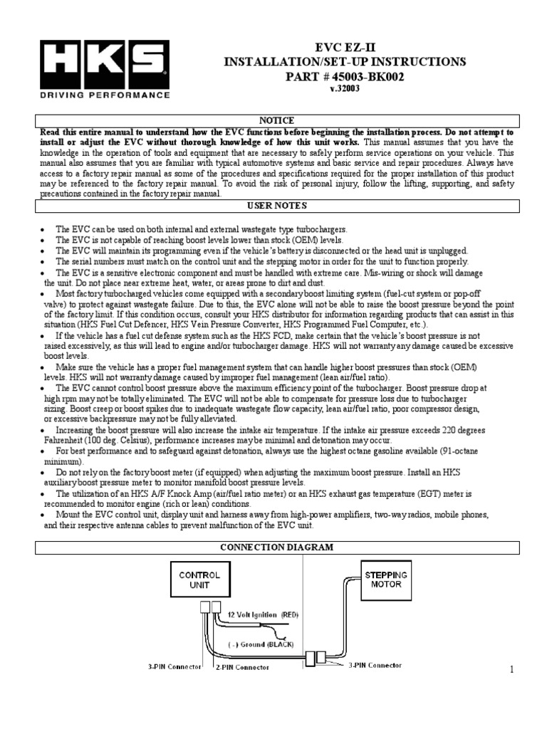 HKS EVC V Boost Controller Setup Instructions | PDF | Turbocharger | Gases