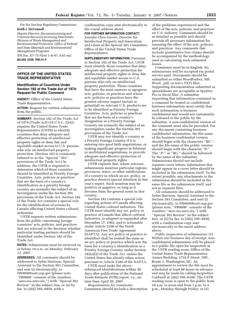 Federal Register / Vol. 72, No. 5 / Tuesday, January 9, 2007 / Notices ...