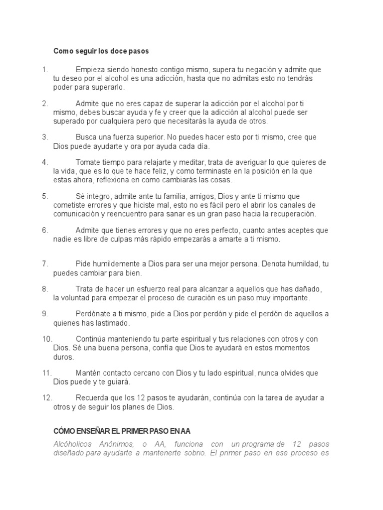 Cómo Enseñar El Primer Paso en Aa | Descargar gratis PDF | Alcoholismo ...